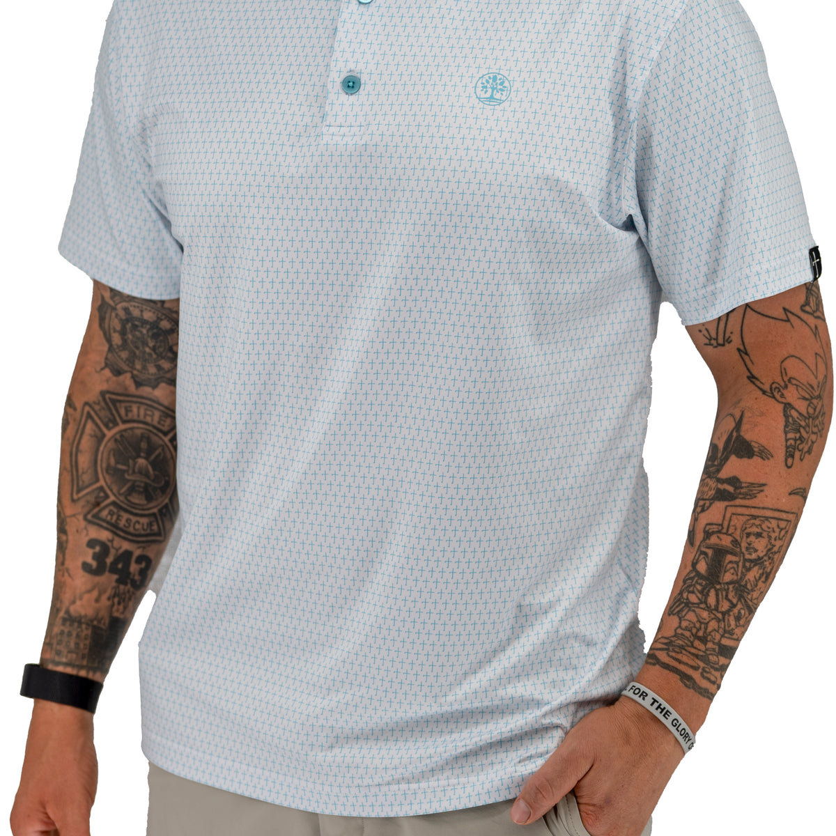 The Cross Teal Christian Golf Polo – Fig Tree Golf